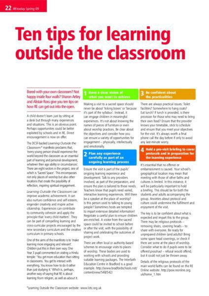 Learning Outside the Classroom – NATRE