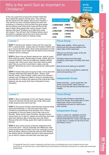 EYFS - Lesson plan - Why is the word God so important to Christians ...