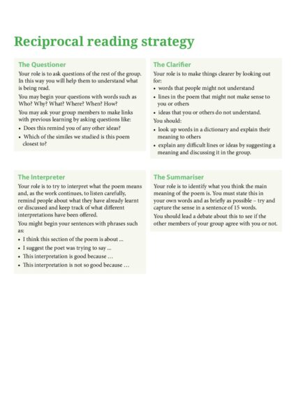 Reciprocal reading strategy – NATRE