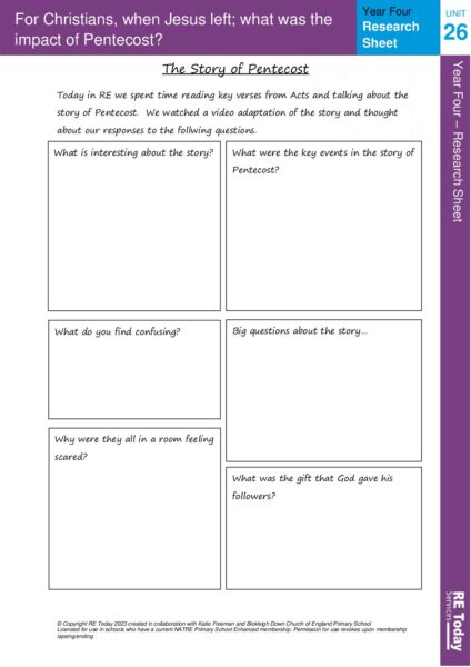 Year 4 - For Christians, when Jesus left; what was the impact of ...